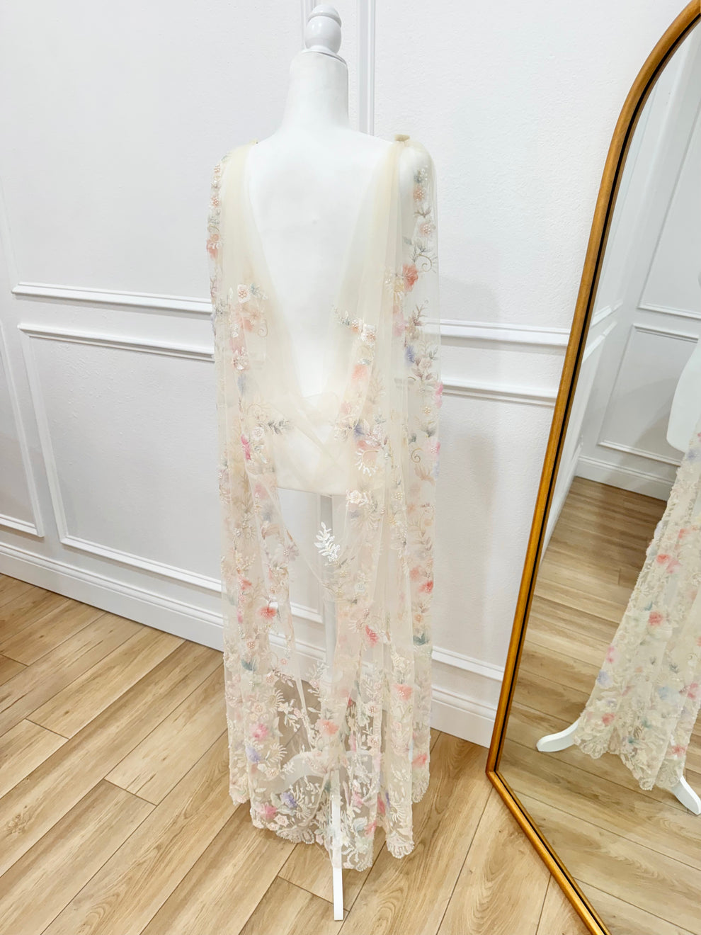 Genevive Pastel Floral Bridal Cape - Petite Mariee Boutique