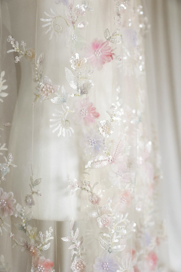 Genevieve Pastel Floral Veil – Petite Mariee Boutique