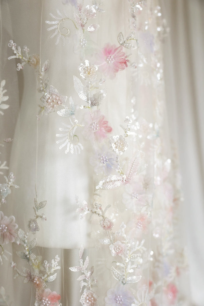 Genevieve Pastel Floral Veil – Petite Mariee Boutique