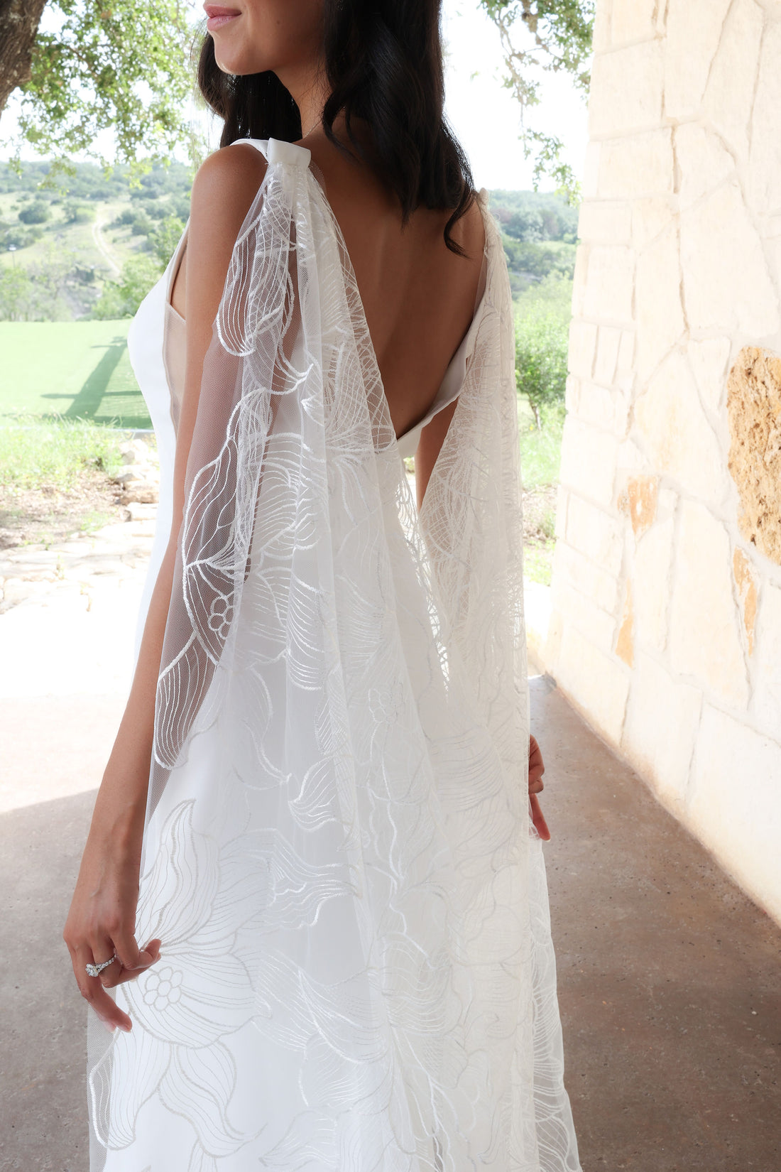 Florence Embroidered Floral Cape – Petite Mariee Boutique