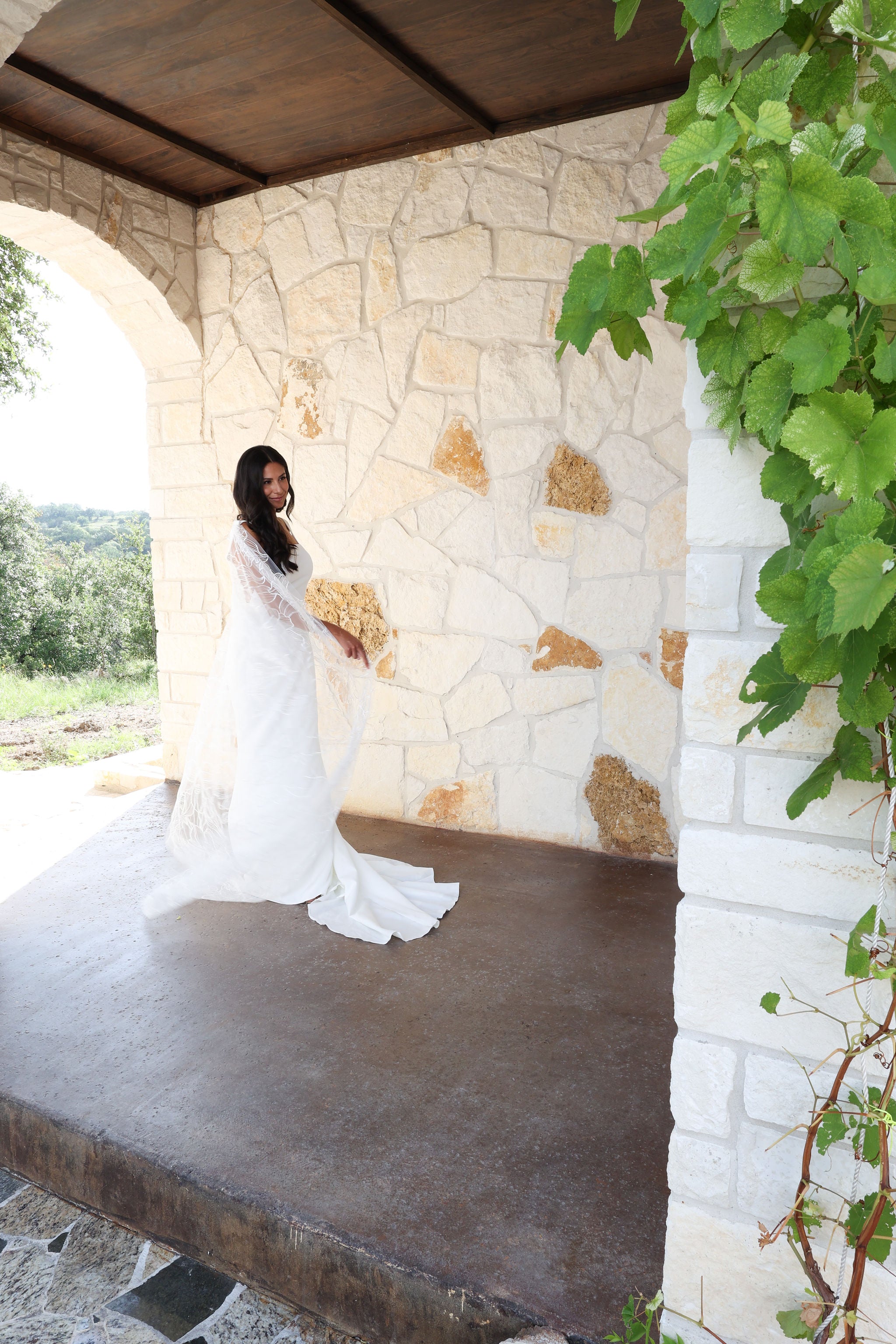 Florence Embroidered Floral Cape – Petite Mariee Boutique