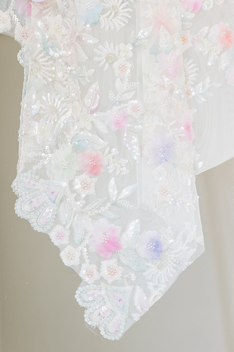 Genevieve Pastel Floral Veil – Petite Mariee Boutique